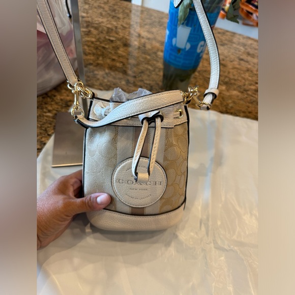 Coach | Bags | Coach C8322 Mini Dempsey Bucket Bag In Signature Jacquard With Stripe Patch ...